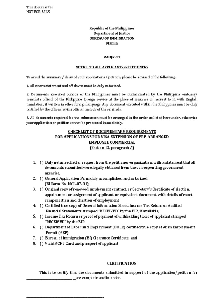 9G Visa Application Checklist Philippines | PDF