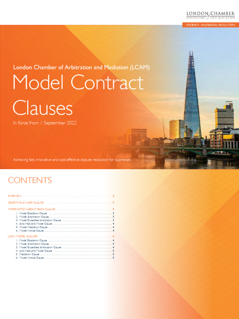 LCAM Model Contract Clauses Compressed | PDF | Arbitration | Mediation