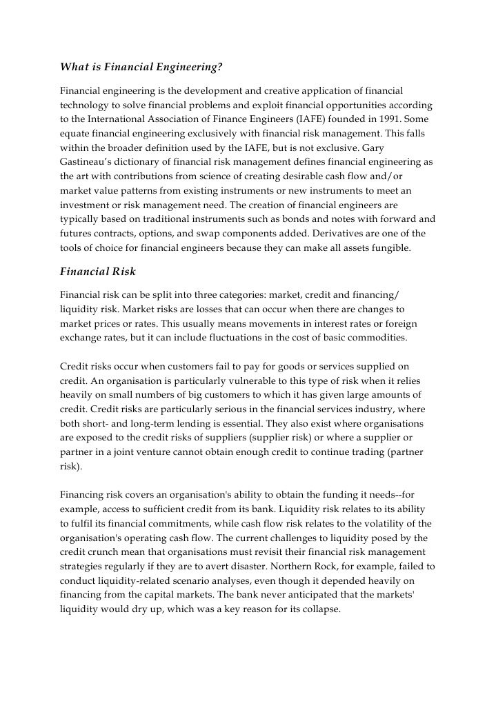 What Is Financial Engineering? | Download Free PDF | Credit (Finance ...
