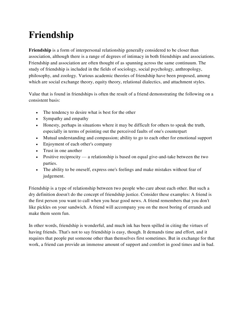 Understanding the Nature of Friendship | PDF