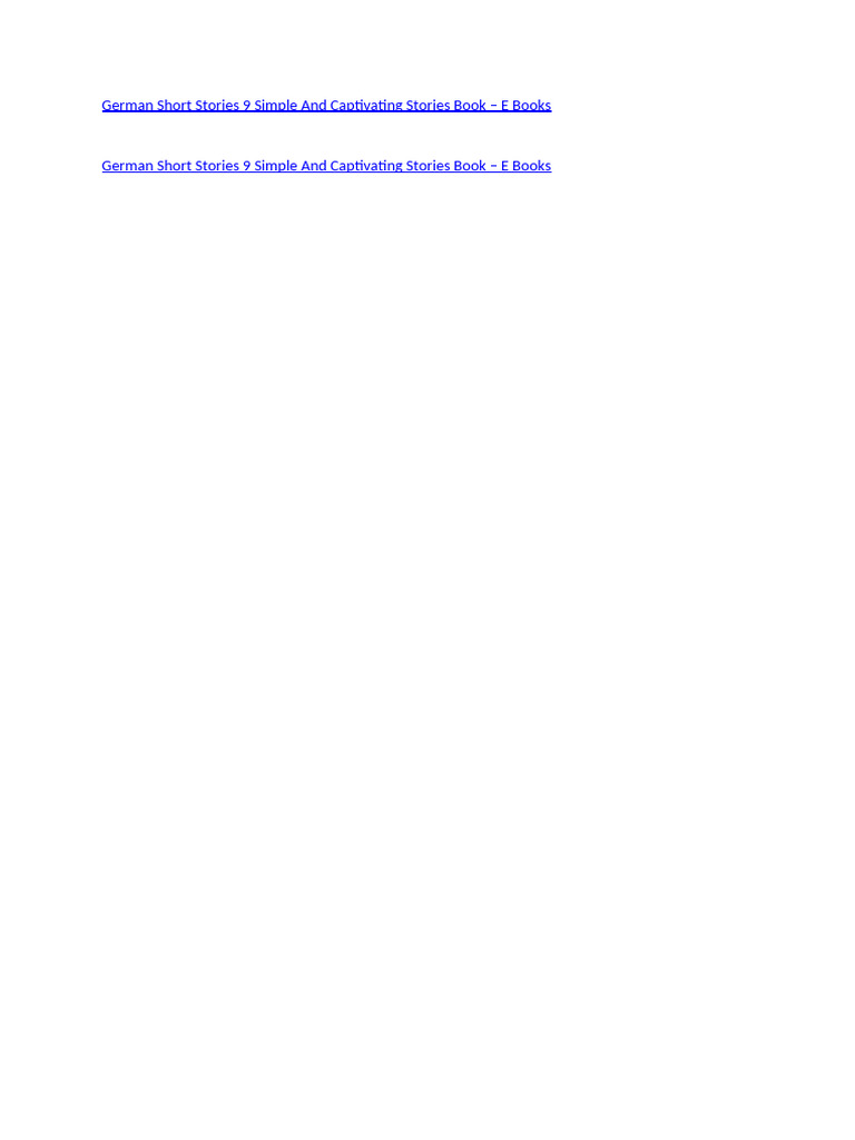 German Short Stories 9 Simple and Captivating Stories Book | PDF