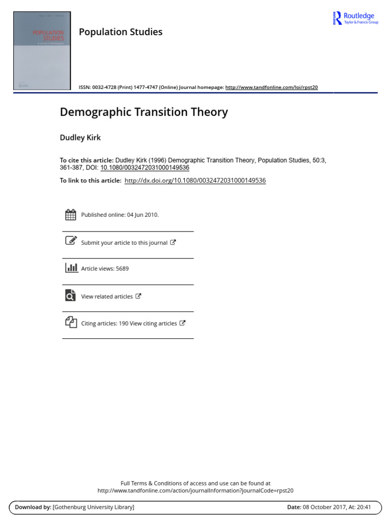 Demographic Transition Theory | PDF