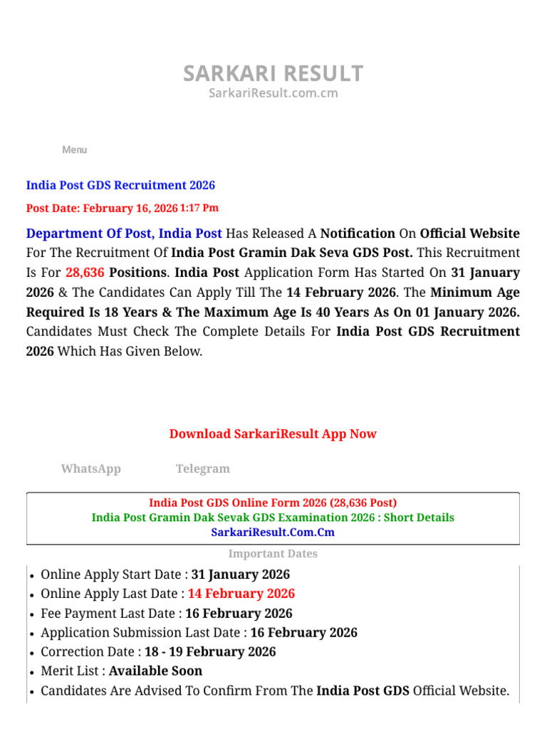 India Post GDS Online Form 2026 - Apply Online | PDF | Payments ...