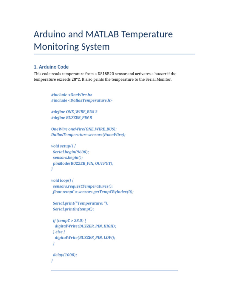 Arduino MATLAB Temperature System | PDF