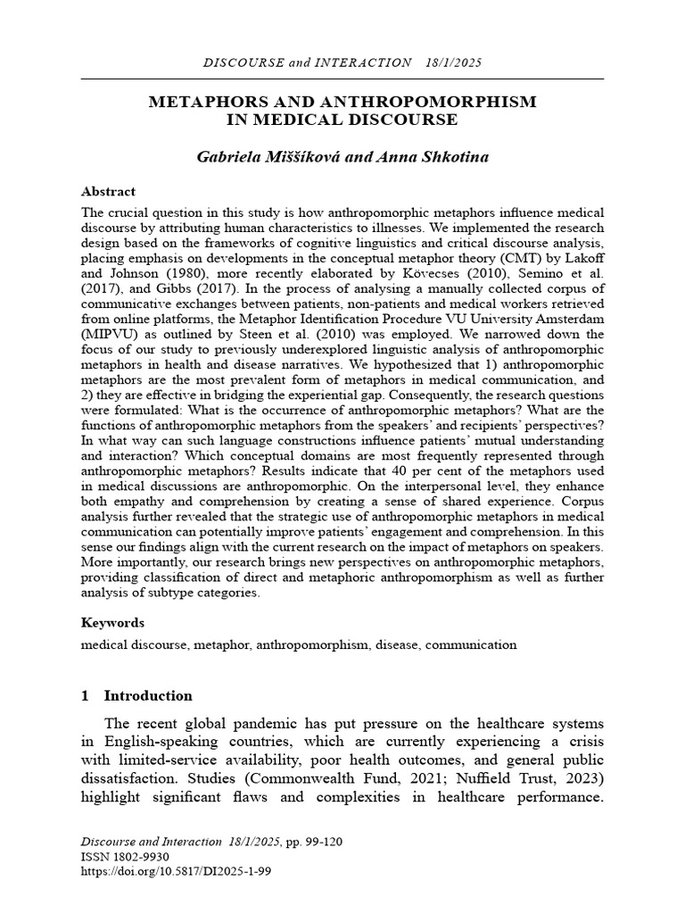 Metaphors and Anthropomorphism in Medical Discours | PDF | Metaphor ...