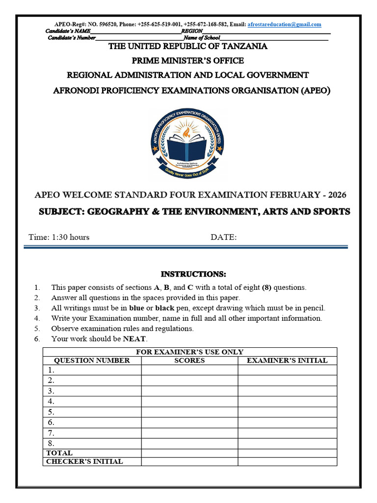 Apeo Welcome STD 4 Set Feb 2026 Approved. 080510 | PDF | Taste | Water