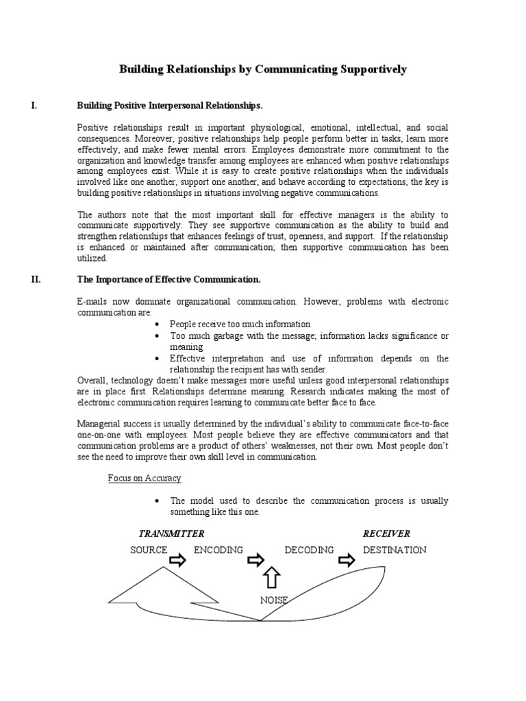 Building Relationships by Communicating Supportively | PDF ...