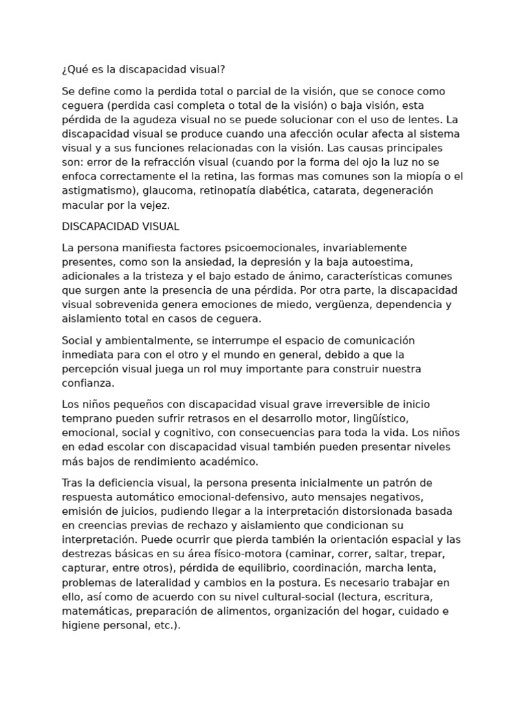 Qué Es La Discapacidad Visual - 020340 | PDF | Percepción visual ...