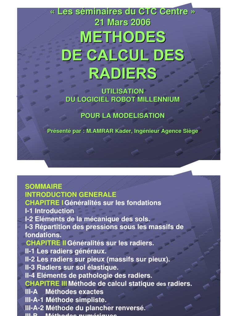Calcul des Radiers en Béton Armé | PDF | Flexion (matériau) | Fondation ...
