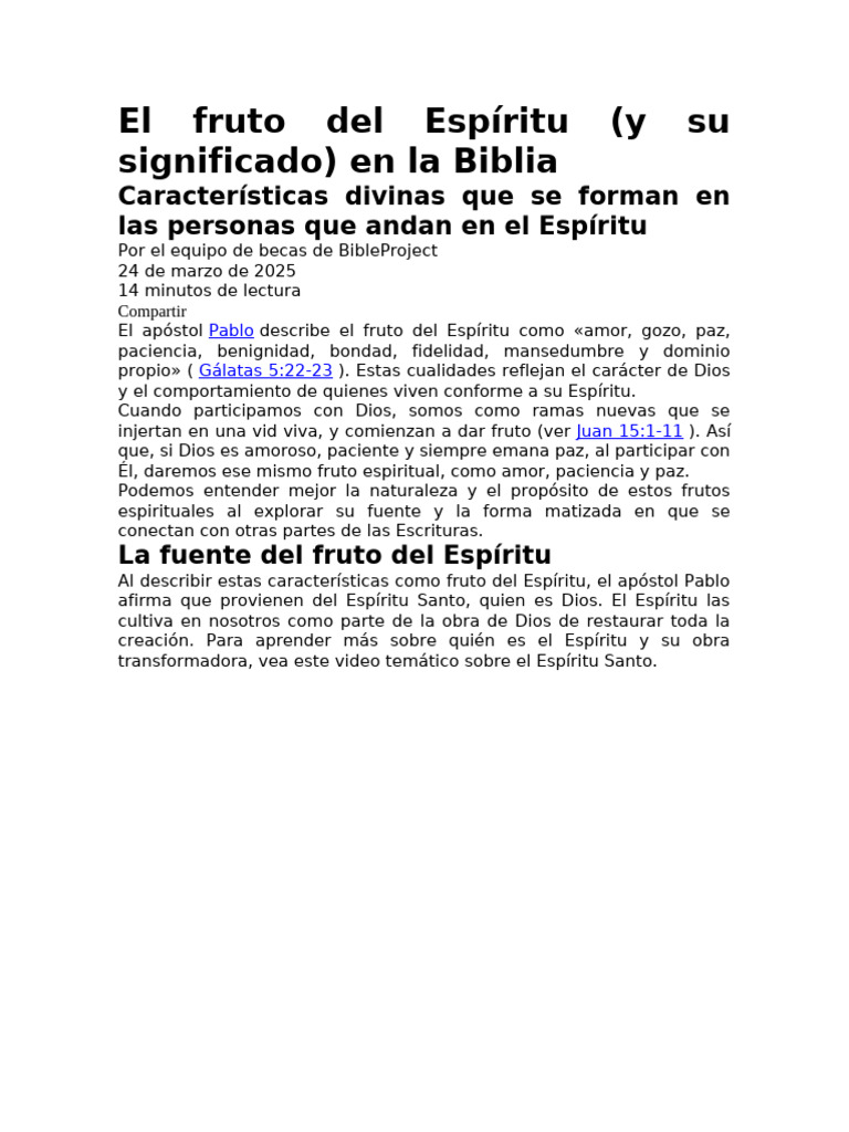 El Fruto Del Espíritu y Los Dones | PDF | Fruto Del Espiritu Santo ...