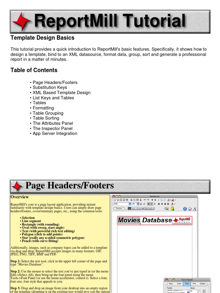 Reportmill Tutorial: Template Design Basics | PDF | Portable Document Format | Java (Programming ...