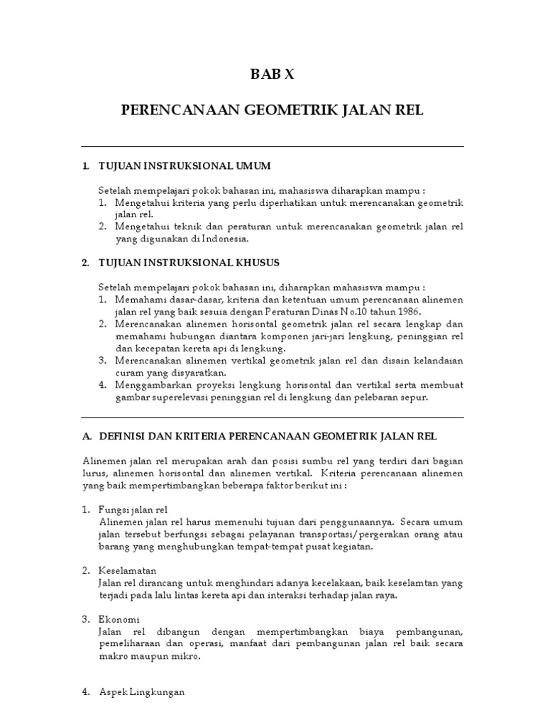 Perencanaan Geometrik Jalan Rel | PDF