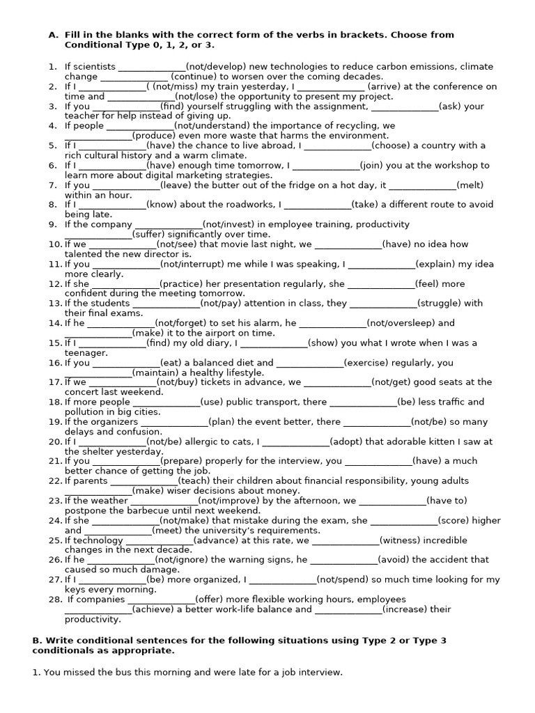 Conditionals Worksheet | PDF
