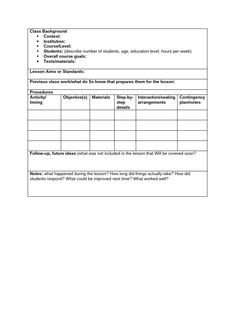 Lesson Plan Templates | PDF