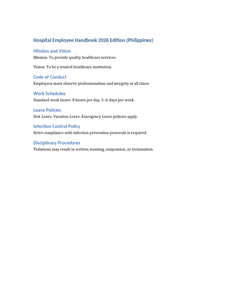 Hospital Employee Handbook 2026 | PDF