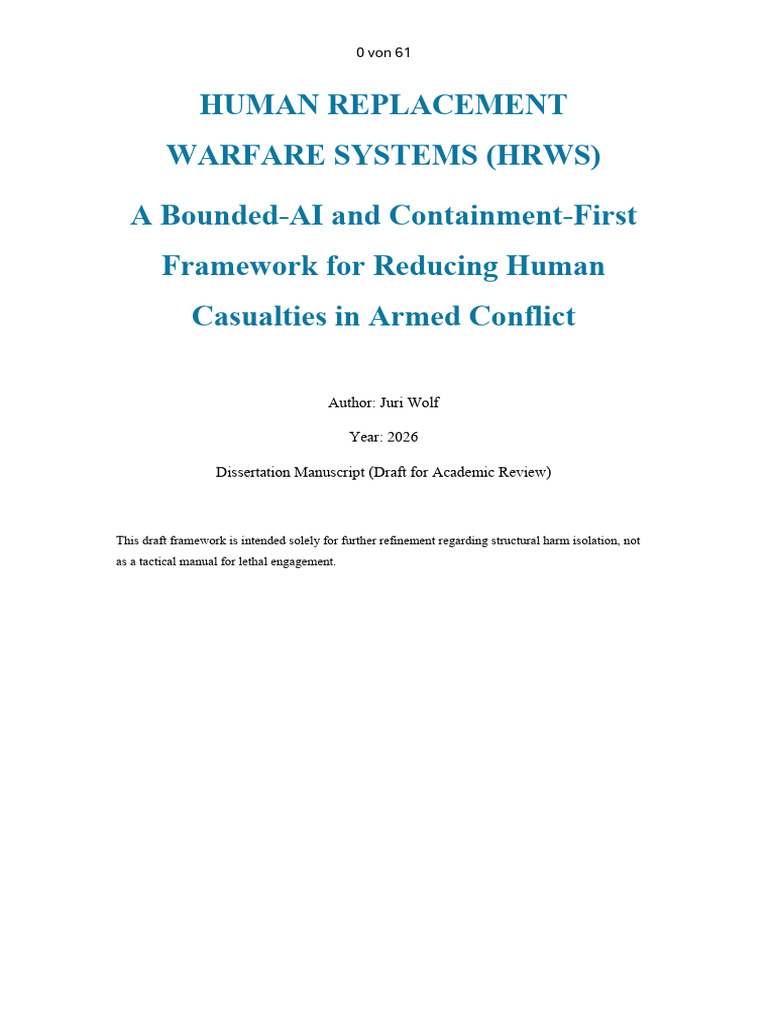 Human Replacement Warfare Systems (HRWS) | PDF | Governance | Risk