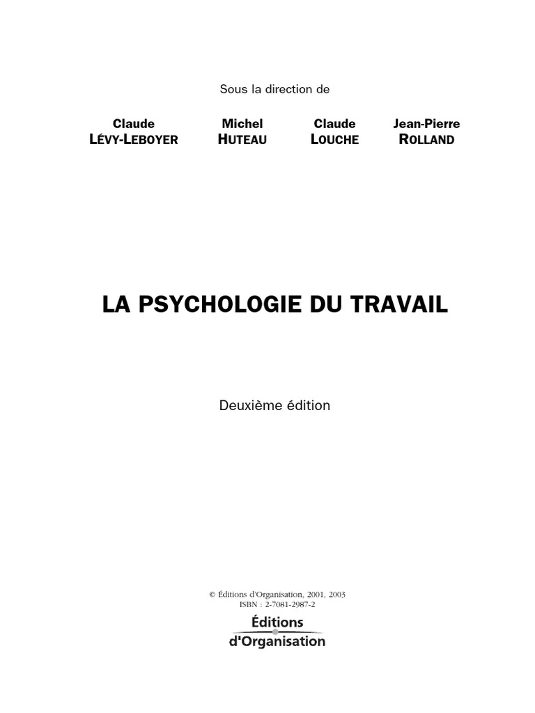 Intro Gen Levy | PDF | Psychologie | Gestion des ressources humaines