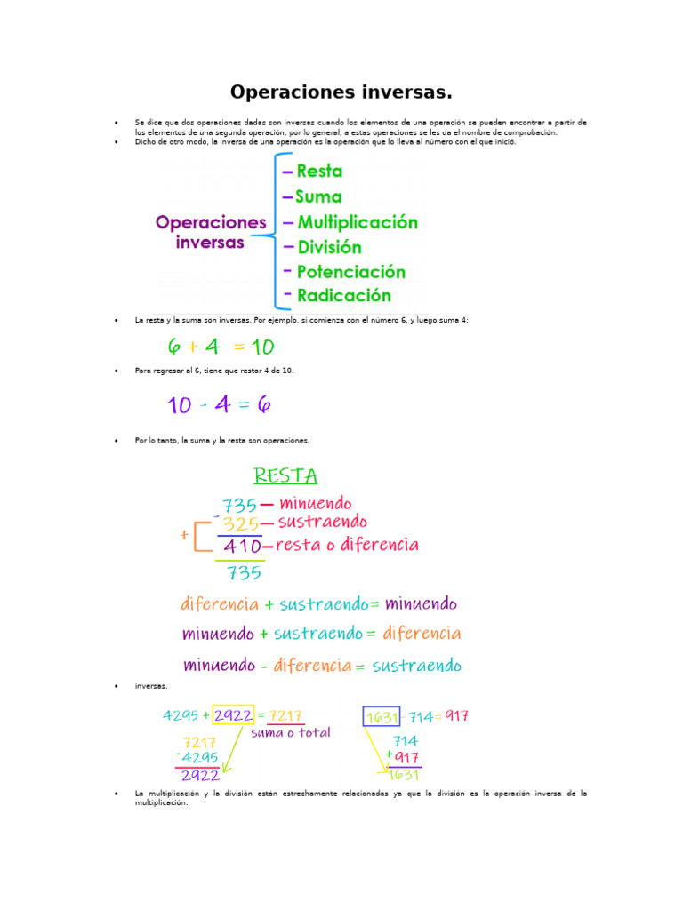 Operaciones Inversas | PDF