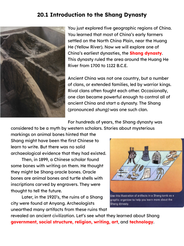 S1 - Shang Dynasty Readings | PDF