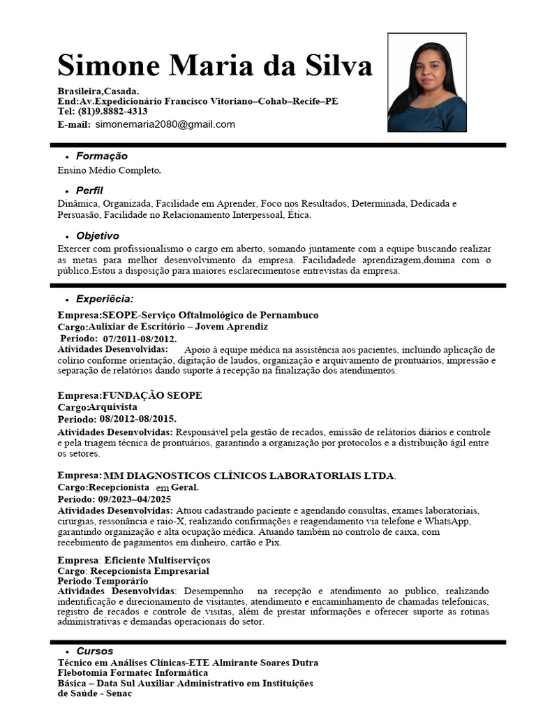 Currículo Simone PDF | PDF