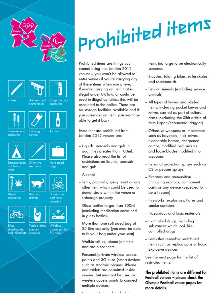 Prohibited and Restricted Items Lists | PDF | Knife | Equipment