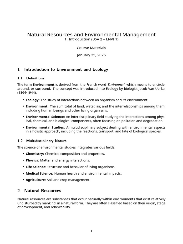 Introduction To Natural Resources | PDF | Natural Environment | Ecology