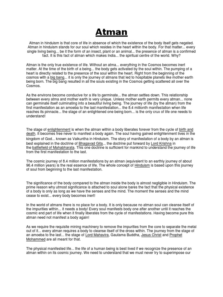 Atman | PDF | Reincarnation | Ātman (Hinduism)