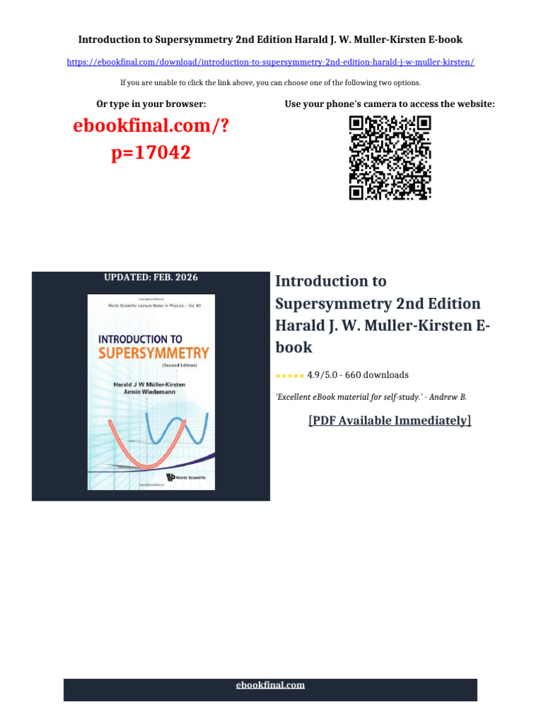 Introduction to Supersymmetry 2nd Edition Harald J. W. Muller-Kirsten ...