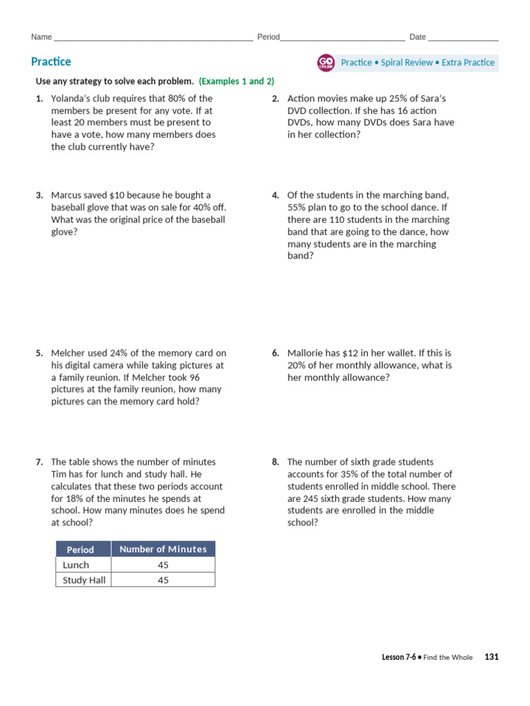 Find The Whole - Practice | PDF | French Fries