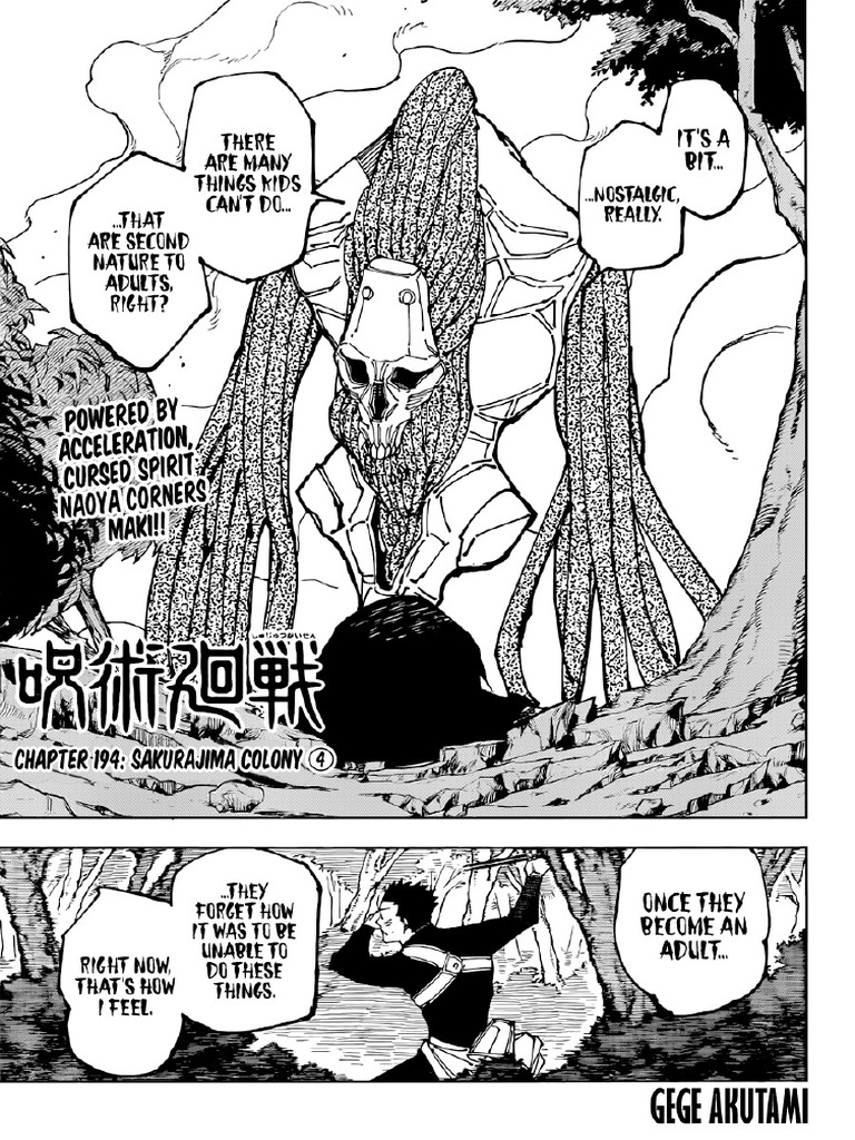 jjk Chapter 194 Sakurajima Colony ④ | PDF