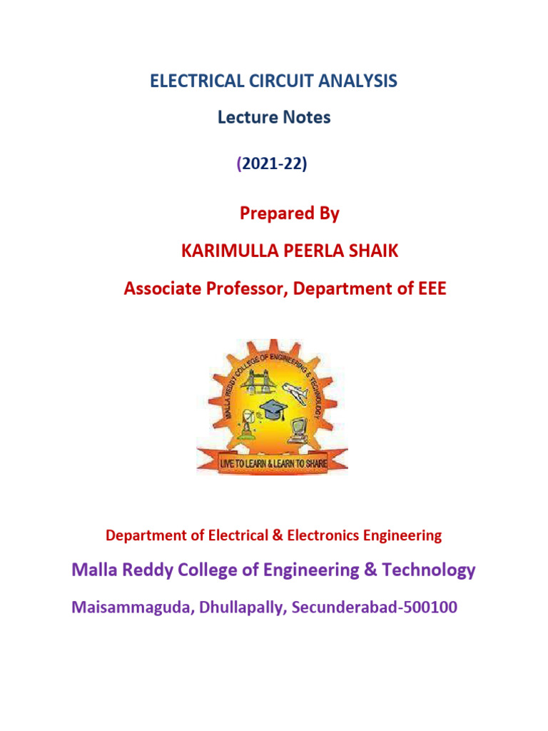 Electrical Circuit Analysis | PDF | Electrical Network | Capacitor