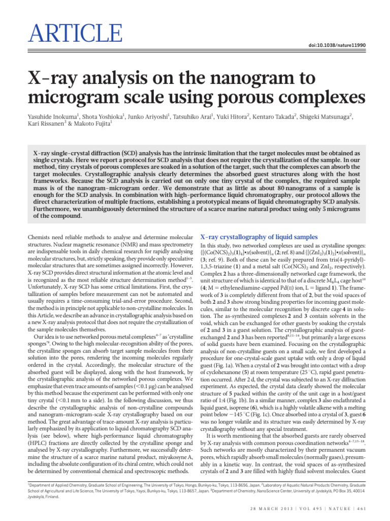 X-ray Analysis on the Nanogram to Microgram Scale Using Porous ...