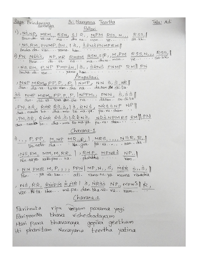 Brundavana Madhuna - Brindavana Saranga | PDF