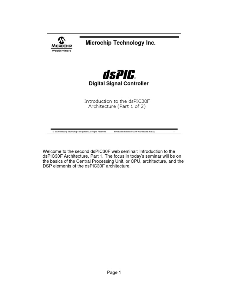 Introdution To The DsPIC30F | PDF | Instruction Set | Digital Signal Processor
