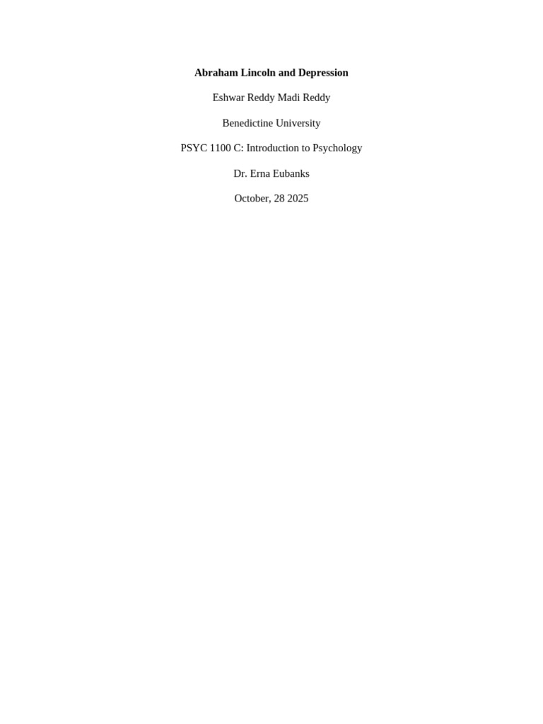 Abraham Lincoln Depression | PDF