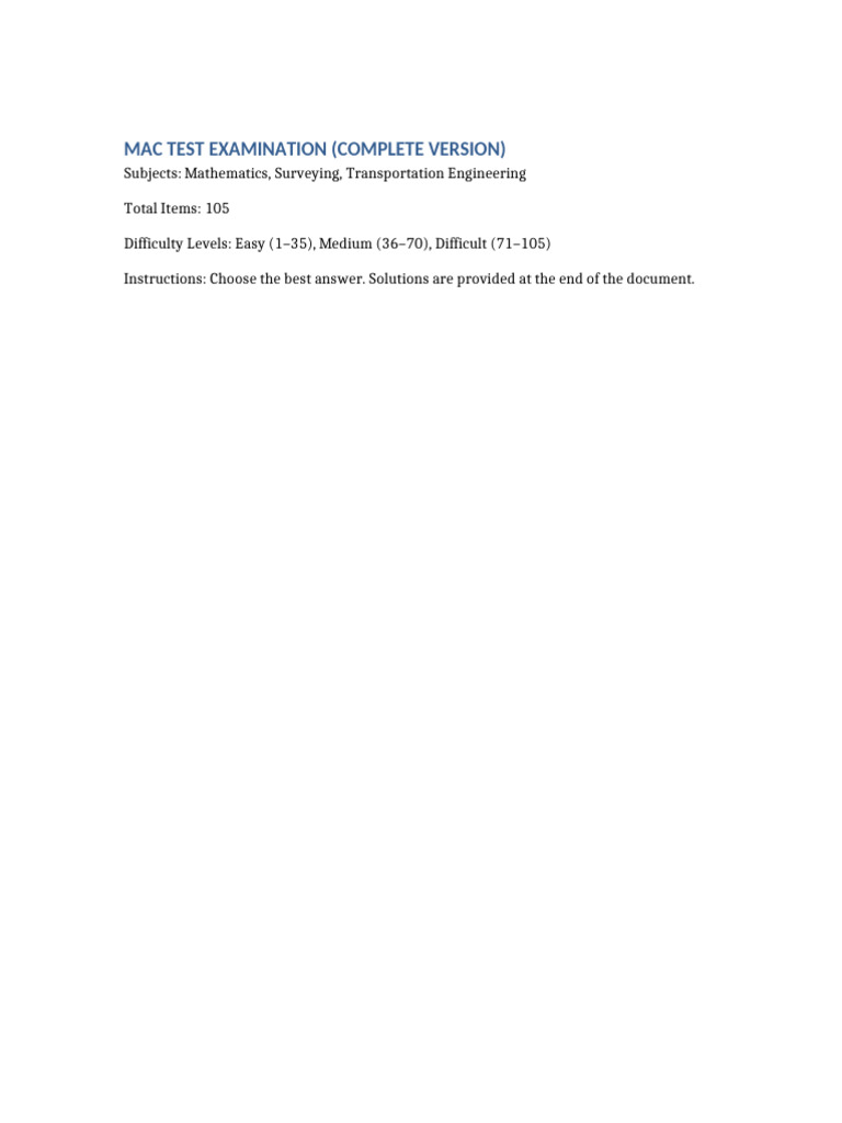 MAC Test Examination COMPLETE | PDF | Formula