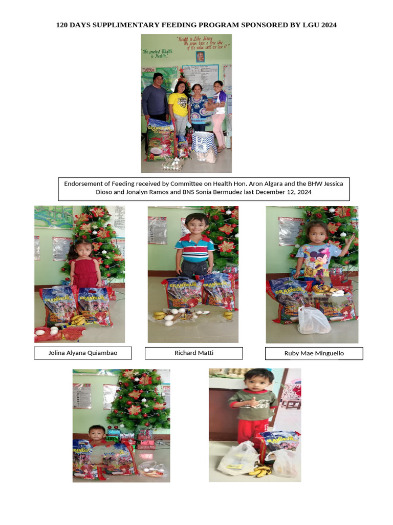 120 Days Supplimentary Feeding Program Sponsored by Lgu 2024 | PDF