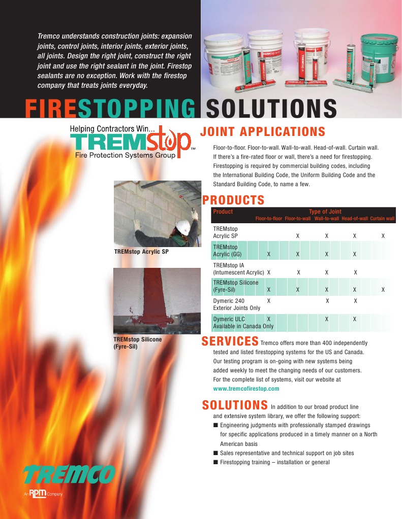 Tremco Firestop For Joints in Dubai, UAE | PDF | Silicone | Acrylic Paint