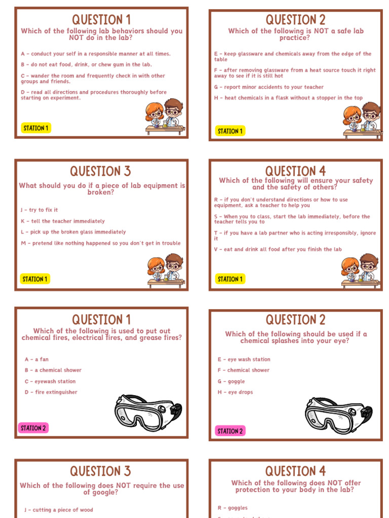 Lab Safety Escape Room Stations | PDF | Volume