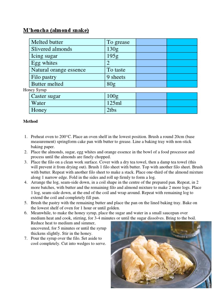 Pastry - M'hencha (Almond Snake) | PDF