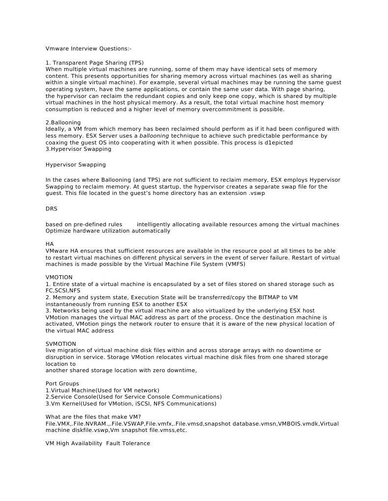 Vmware Interview Questions | PDF | V Mware | Virtual Machine