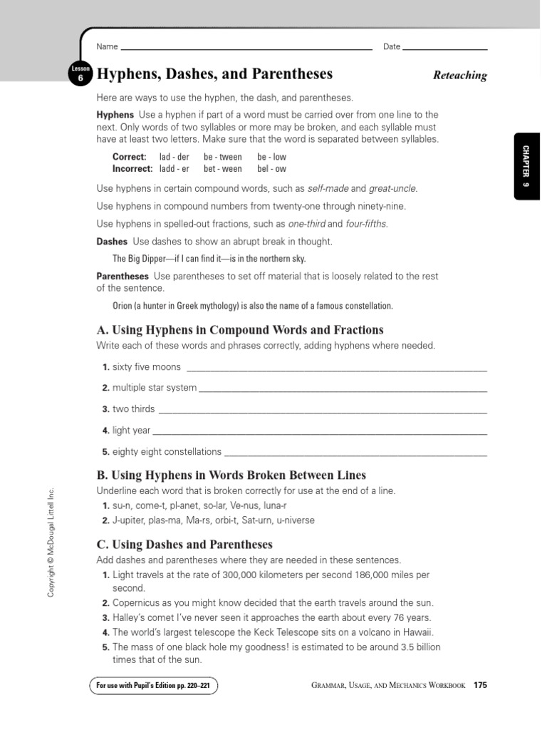 21-Dashes Hypens and Parenthesis | PDF | Stars | Sun
