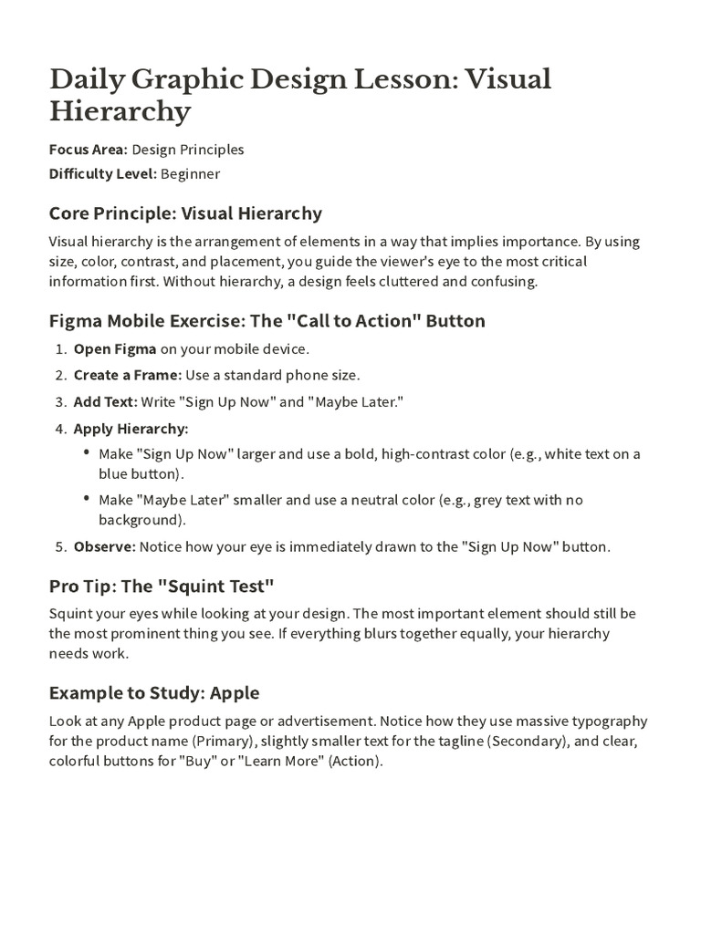 Daily Graphic Design Lesson Visual Hierarchy | PDF