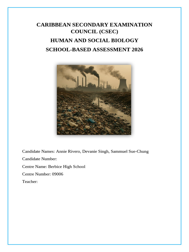 Human and Social Biology SBA 1 | PDF | Methodology | Questionnaire