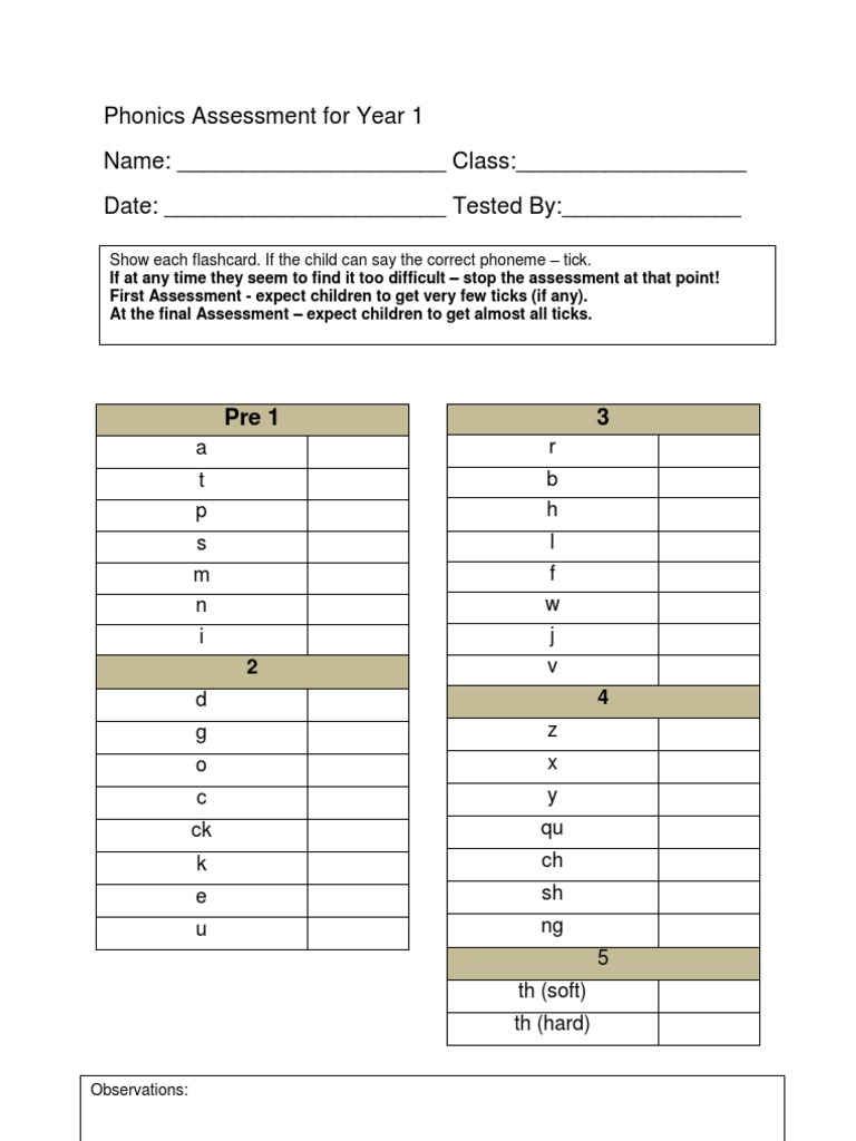 Year 1 Phonics Assessment Guide | PDF | Foreign Language Studies | Wellness