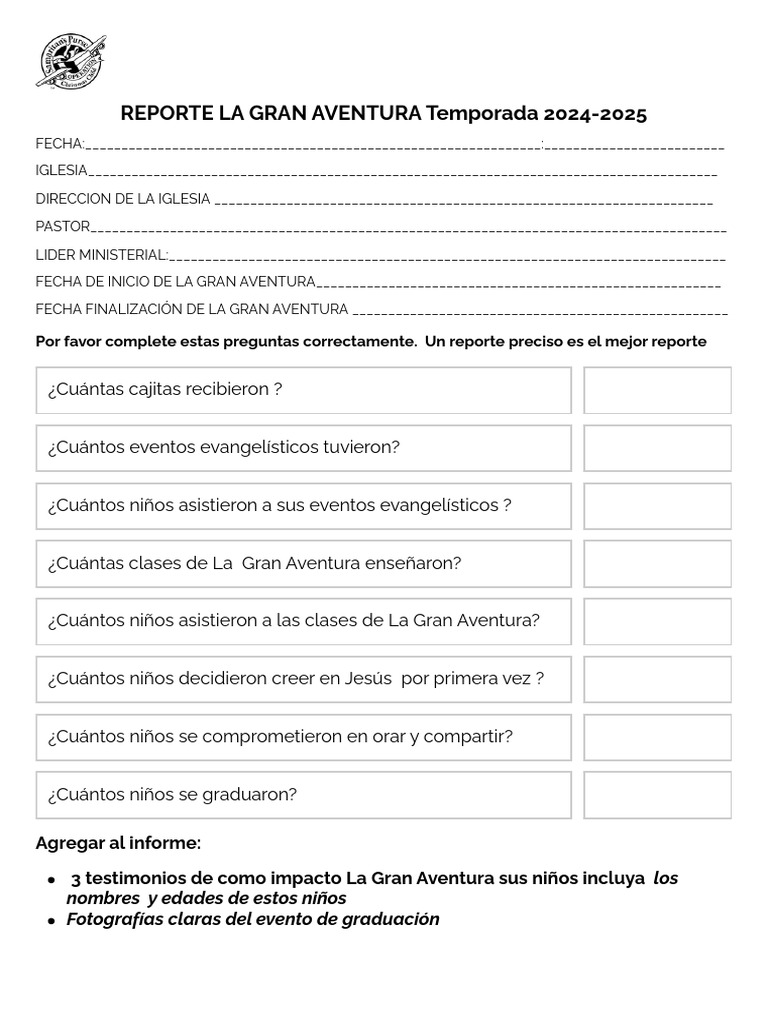 Reporte La Gran Aventura | PDF