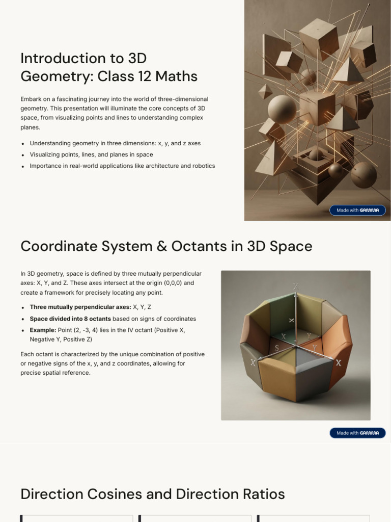 Introduction To 3D Geometry Class 12 Maths | PDF | Line (Geometry ...