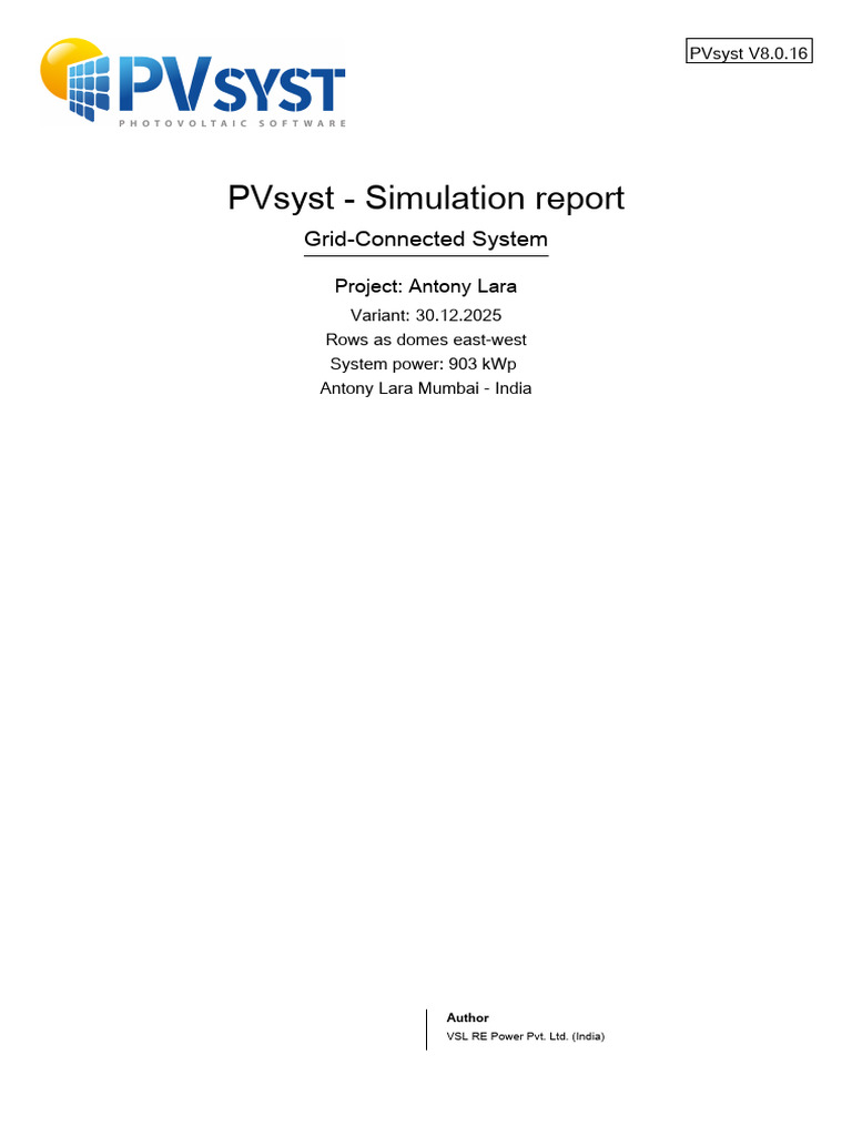 2025 2026 Antony Lara 900kWp Project - Vc4-Report | PDF | Photovoltaic ...