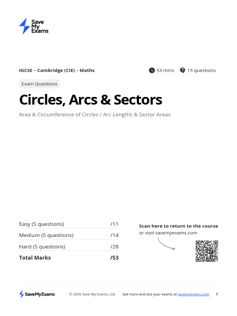 Circles Arcs and Sectors ZP9r4jk4xBMh2mfy | PDF | Circle | Area
