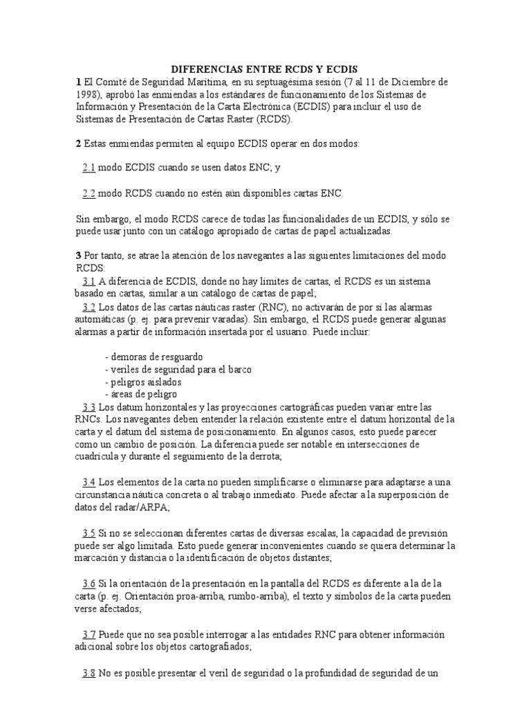 Diferencias Entre Rcds y Ecdis | PDF | Cartografía | Navegación